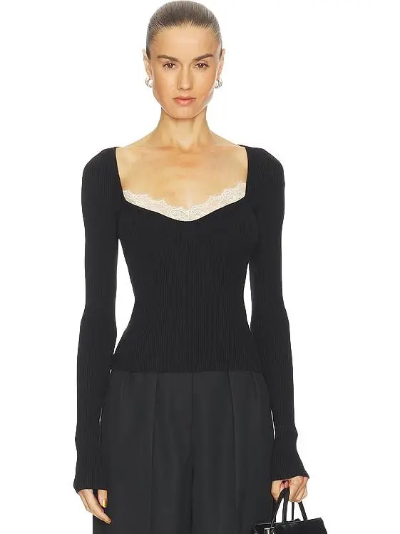 L'academie By Marianna Eugene Long Sleeve Top - Black