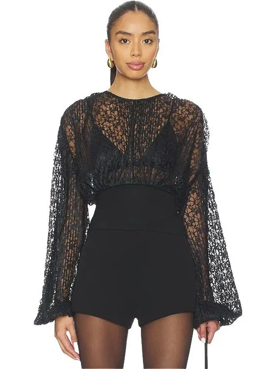 L'academie By Marianna Abri Lace Top - Black