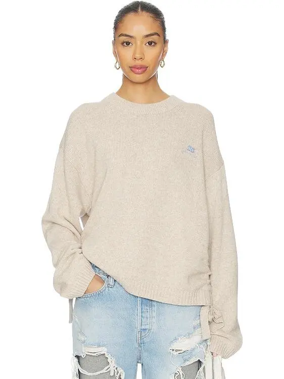 GANNI Future Wool Mix Oversized O-neck - Sand