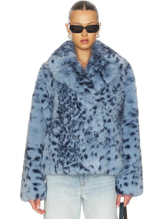LAMARQUE Ravenna Faux Fur Coat - Blue Leopard