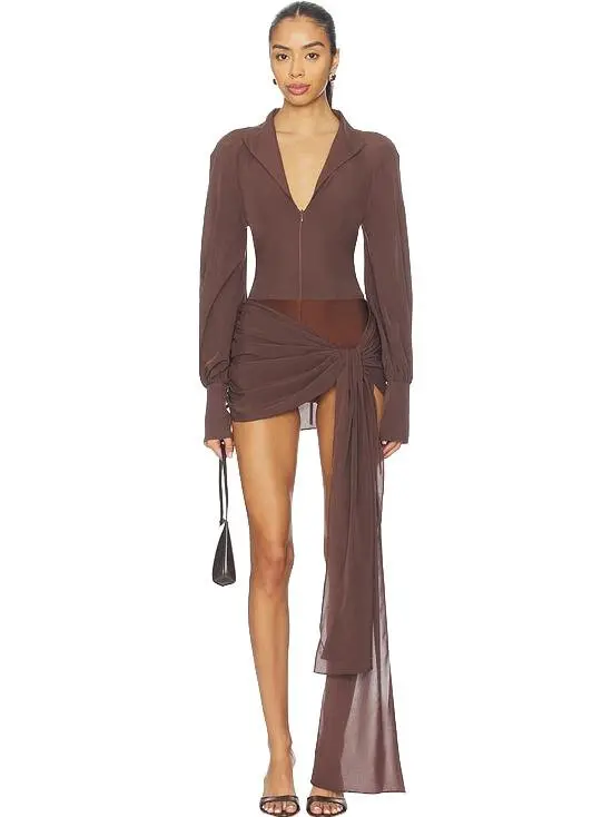 KIM SHUI X Jeannie Mini Dress - Coffee Brown