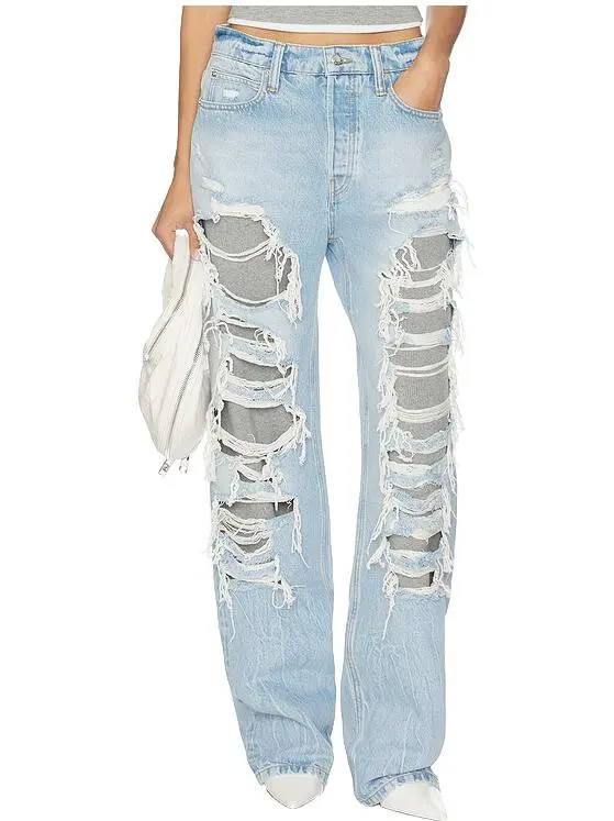 Alexander Wang Distressed Straight Jean - Light Bleach