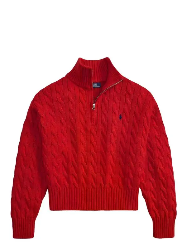 Polo Ralph Lauren Cable-knit Quarter-zip Sweater - Red