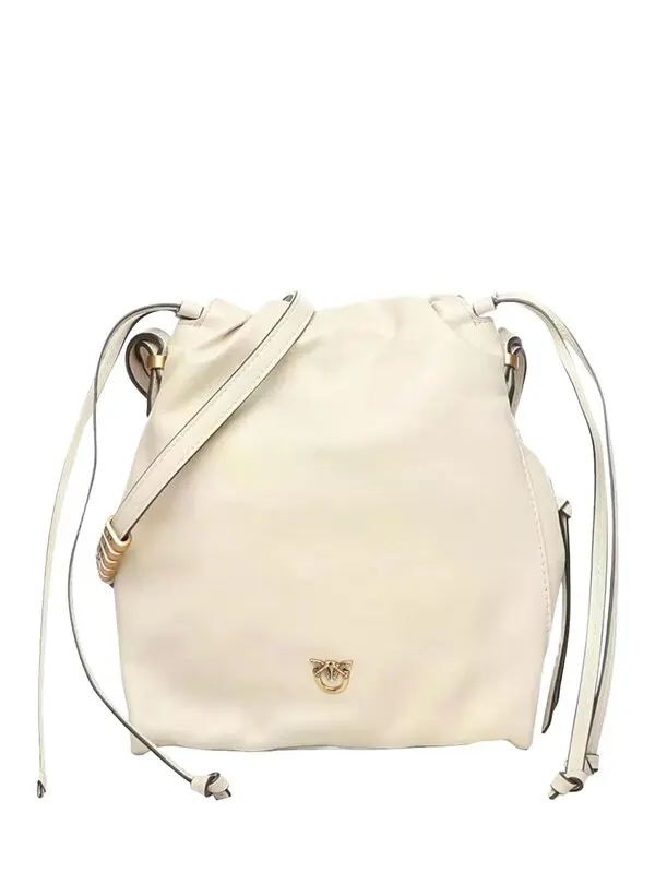 Pinko Drawstring Logo Shoulder Bag - Neutrals