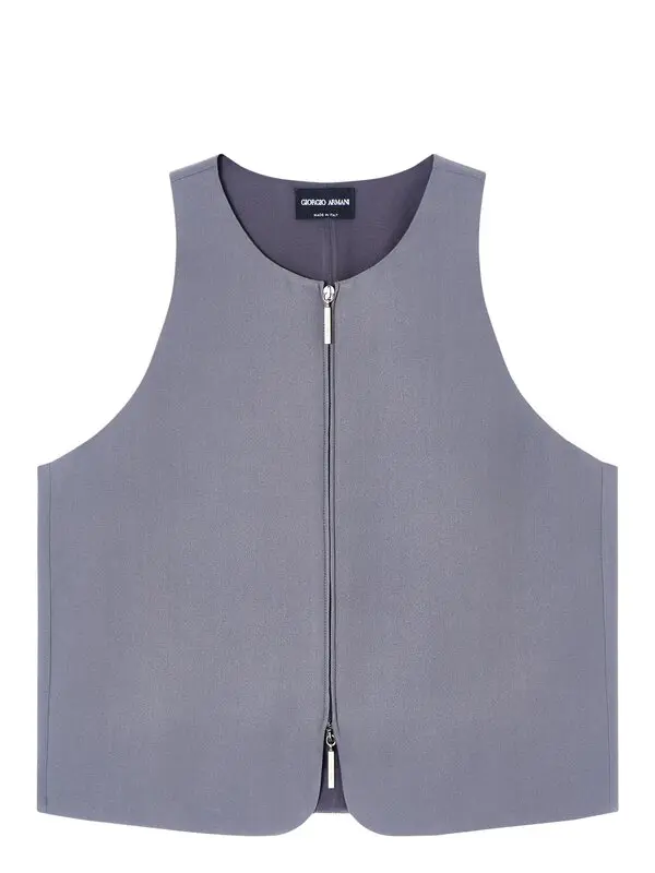 Giorgio Armani Washed Silk Crêpe Waistcoat - Grey