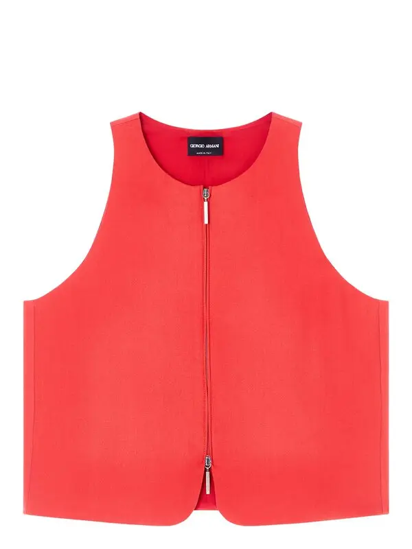 Giorgio Armani Washed Silk Crêpe Waistcoat - Red