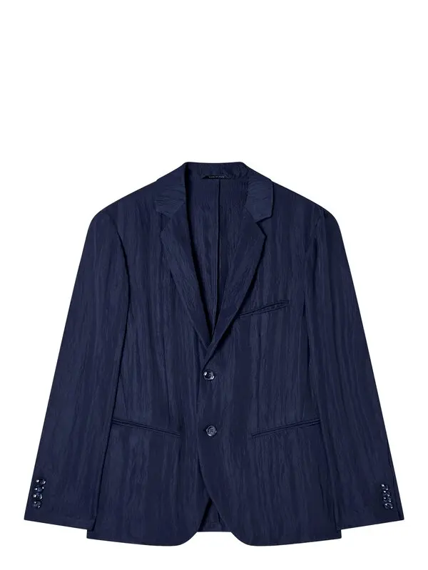 Giorgio Armani Viscose Technical Twill Single-breasted Jacket - Navy Blue