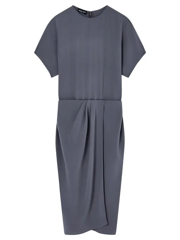 Giorgio Armani Midi Dress In Washed Silk Crêpe - Grey