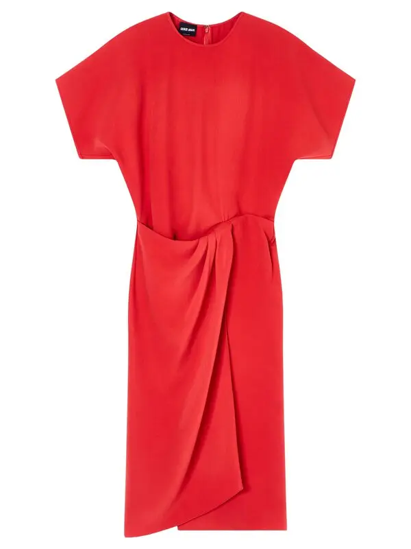 Giorgio Armani Midi Dress In Washed Silk Crêpe - Red