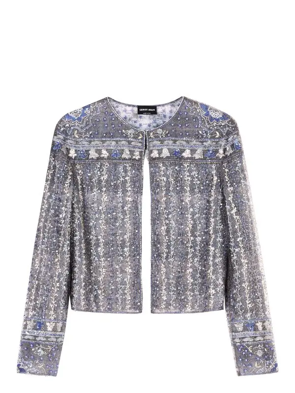 Giorgio Armani Embroidered Tulle Shirt Jacket - Patterned