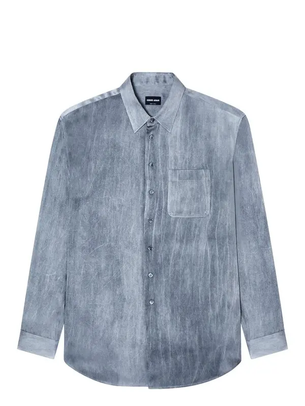 Giorgio Armani Asv Viscose Blend Satin Shirt - Grey