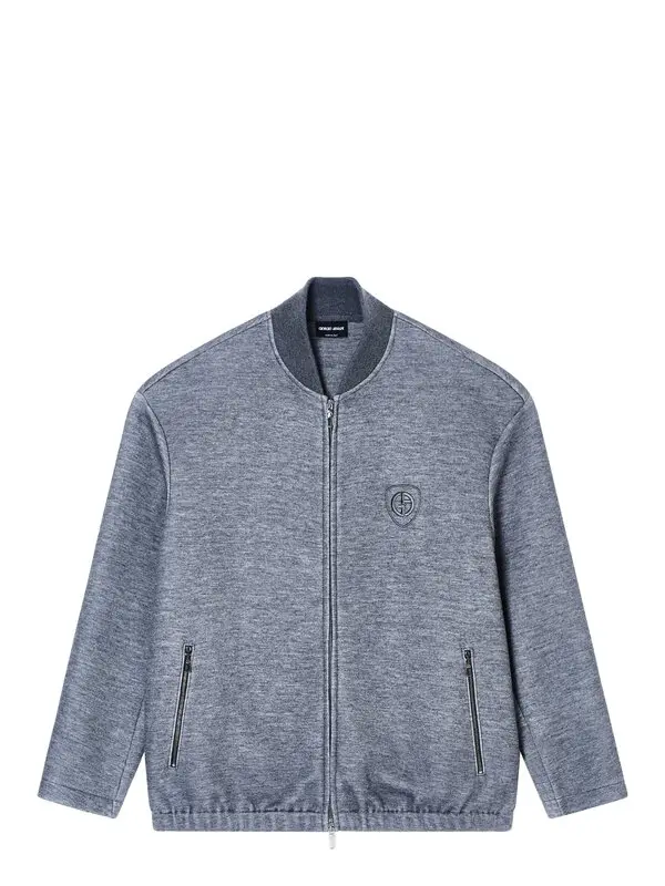 Giorgio Armani Blouson In Modal And Cashmere Jersey Fleece - Grey