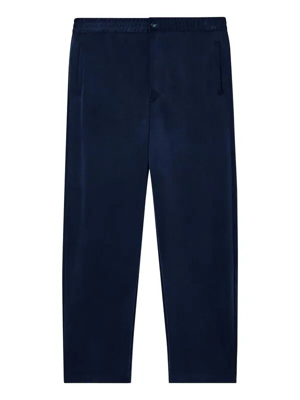 Giorgio Armani Cupro-blend Flat-front Trousers - Navy Blue