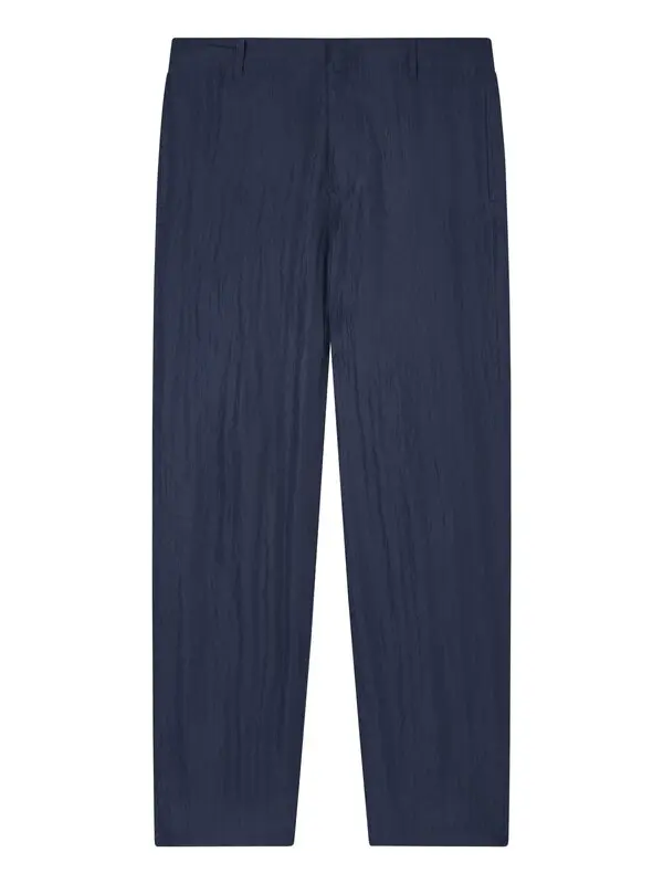 Giorgio Armani Viscose Technical Twill Flat-front Trousers - Navy Blue
