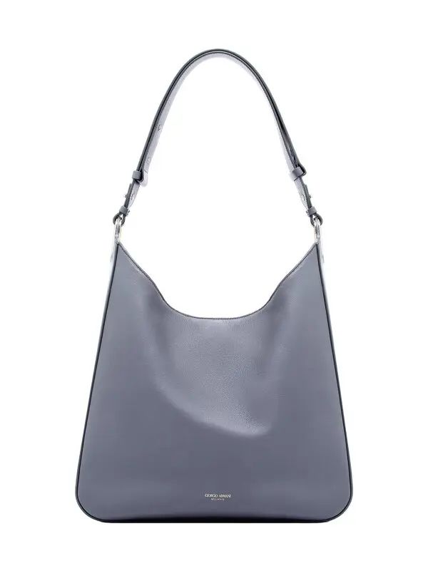 Giorgio Armani Leather Hobo Bag - Grey