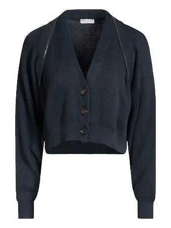 Brunello Cucinelli Knitted Cotton Cardigan - Midnight Blue