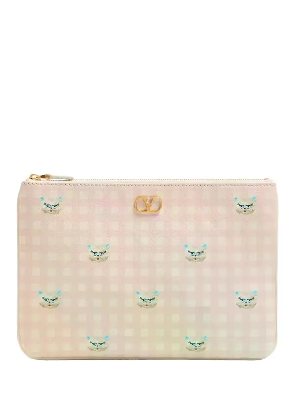 Valentino Garavani Vlogo Signature Le Chat De La Maison Printed Clutch - Pink