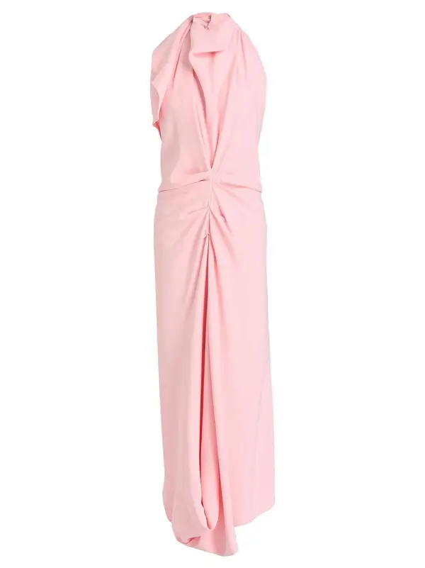 Victoria Beckham Draped Crepe Halterneck Maxi Dress - Baby Pink