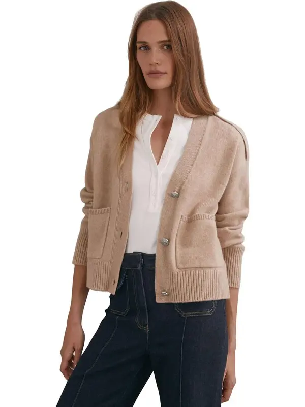 REISS Maya Wool-cashmere Button-through Cardigan - Beige Neutral