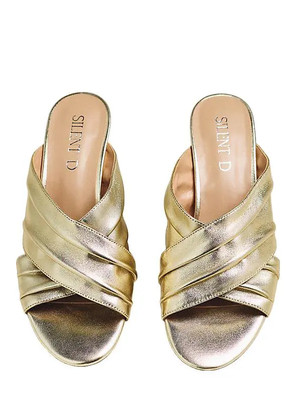 SILENT D X-strap Mule Heels - Champagne Gold