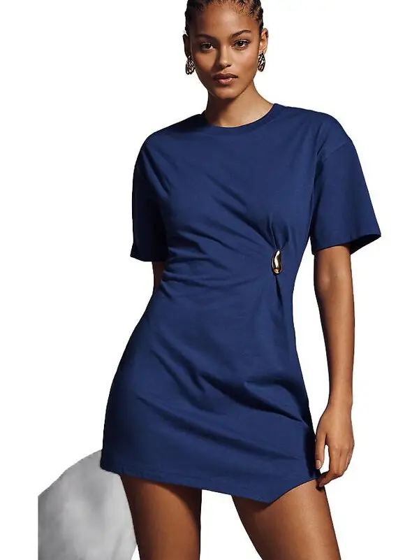 Anthropologie Gathered Mini Dress - Sodalite Blue