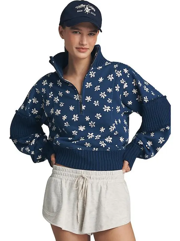 DAILY PRACTICE BY ANTHROPOLOGIE Half-zip Pullover Sweatshirt - Blue