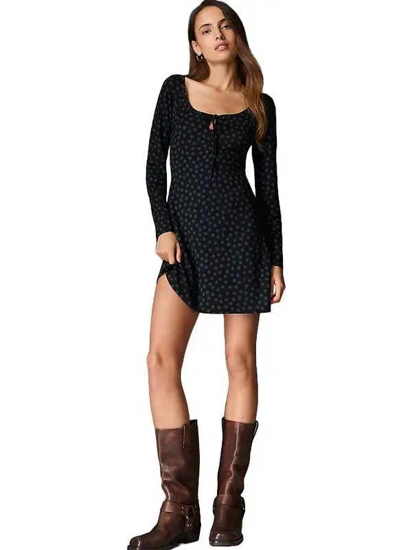 REFORMATION Maisie Long-sleeve Knit Mini Dress - Cosmic Dot