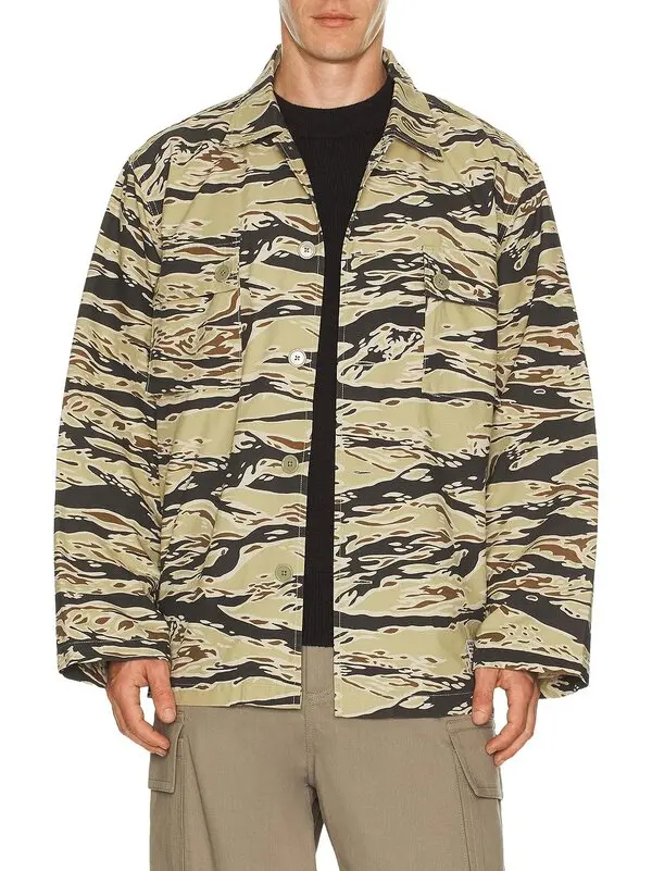 WACKO MARIA Tigercamo Army Shirt In Brown - Beige
