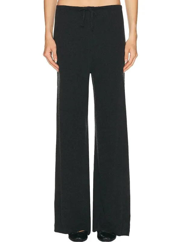 Enza Costa Cashmere Jersey Drawcord Pant - Charcoal