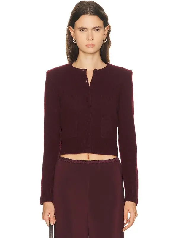 Sablyn Emilia Shoulder Pad Cashmere Cardigan - Bordeaux
