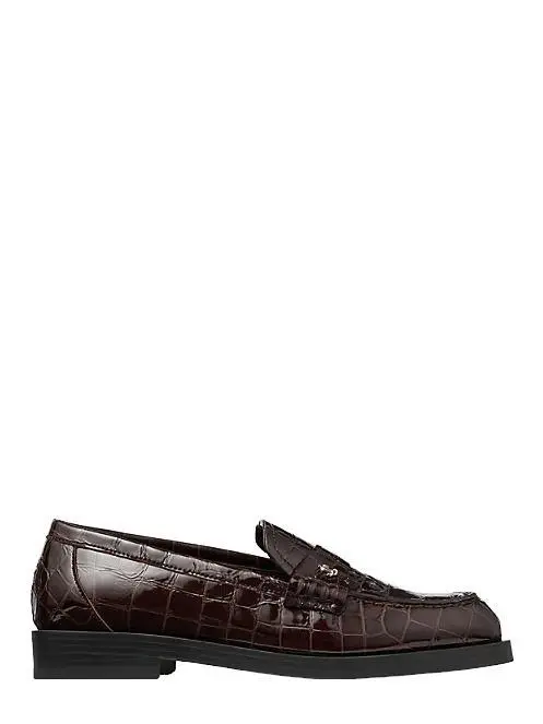 JIMMY CHOO Ivy Croc-embossed Leather Loafers - Sambuco