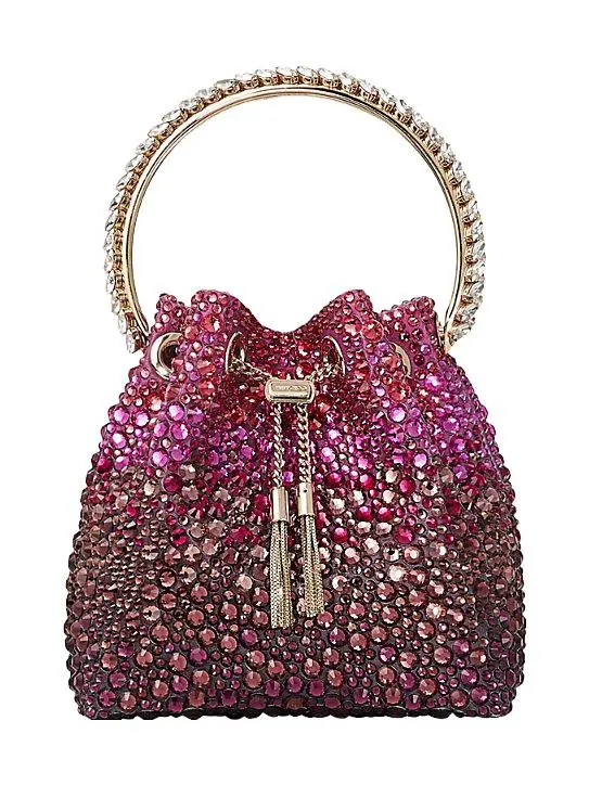 JIMMY CHOO Crystal-embellished Satin Handbag - Winter Bloom/violet