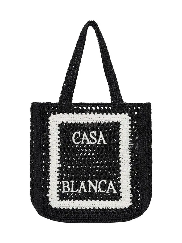 Casablanca Raffia Tote - Black