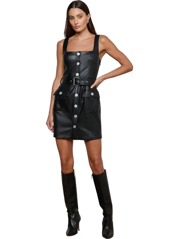 L'Agence Midy Vegan Leather Mini Dress - Black