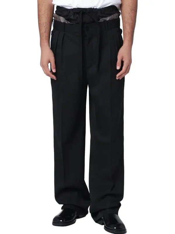 MAISON MARGIELA Straight Leg Trousers With Visible Lining - Black