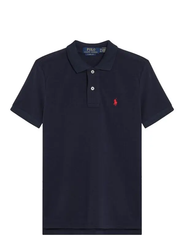 Polo Ralph Lauren Navy Cotton Polo Shirt With Embroidered Logo - Blue
