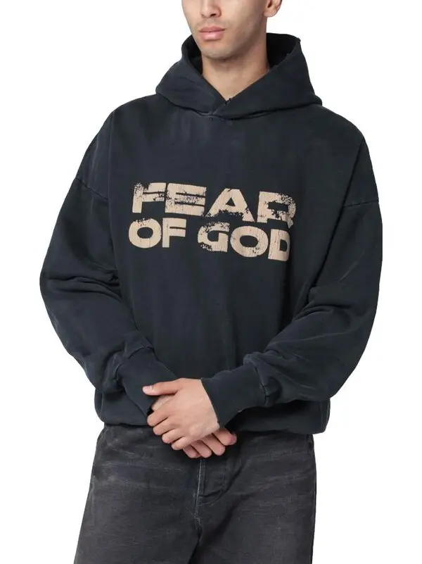 Fear Of God Relaxed Fit Logo Print Sweatshirt - Black