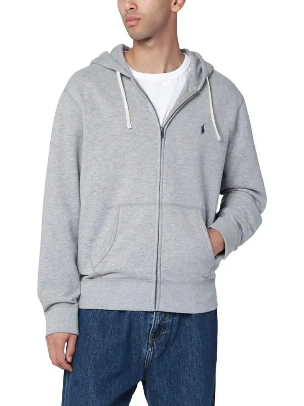 Ralph Lauren Cotton Fleece Zip Sweatshirt - Grey