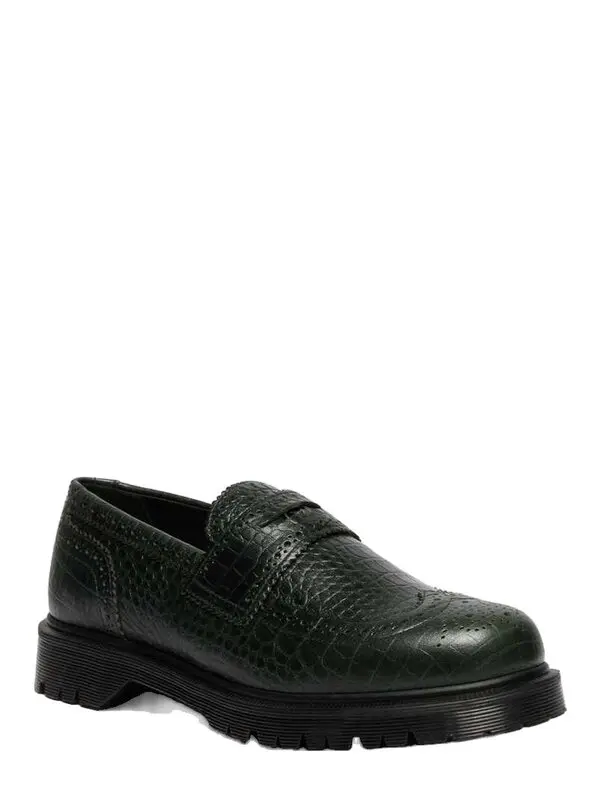 Dr. Martens Penton Brogue Embossed Leather Loafers - Green