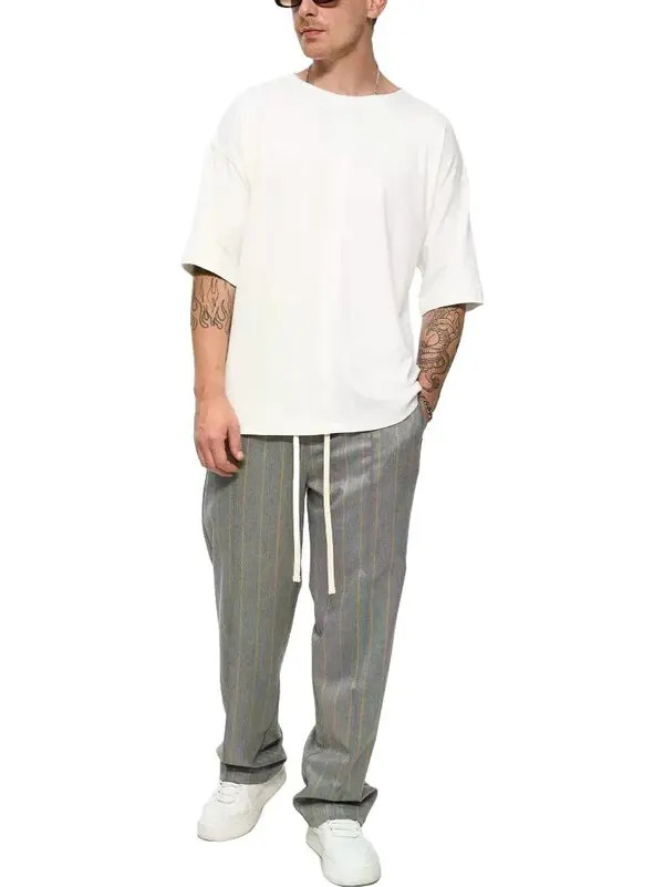 HAMZA Striped Drawstring-fastening Track Pants - Grey