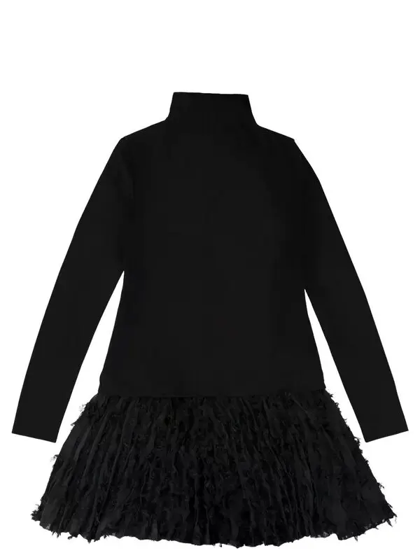 BOSS Roll-neck Ruffled Dress - Black