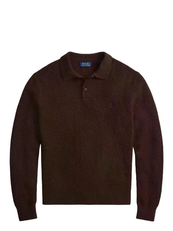 Ralph Lauren Waffle-knit Polo-collar Sweater - Brown