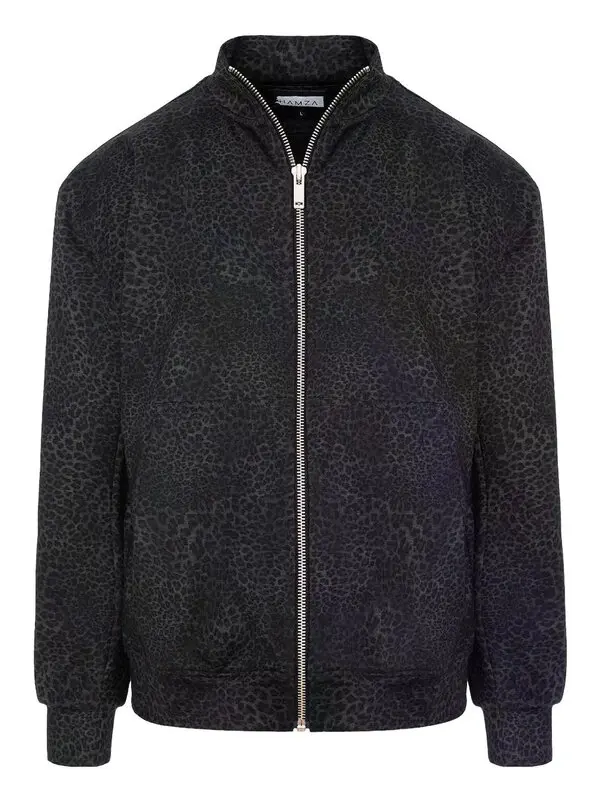 HAMZA Animal Print Zip-up Jacket - Black