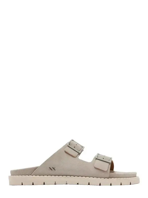 FORSA Curtis Buckle Leather Slides - Neutrals