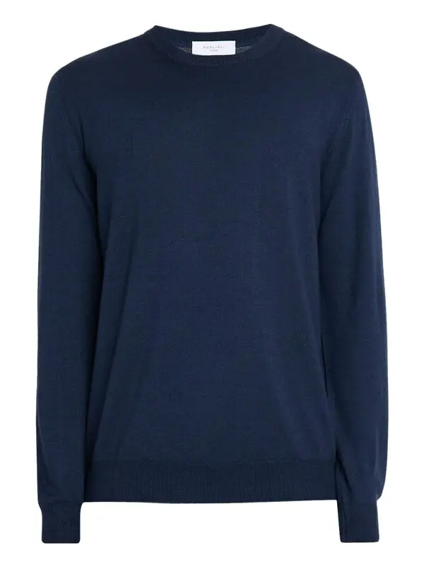 Boglioli Classic-fit Crewneck Sweater - Navy-0784
