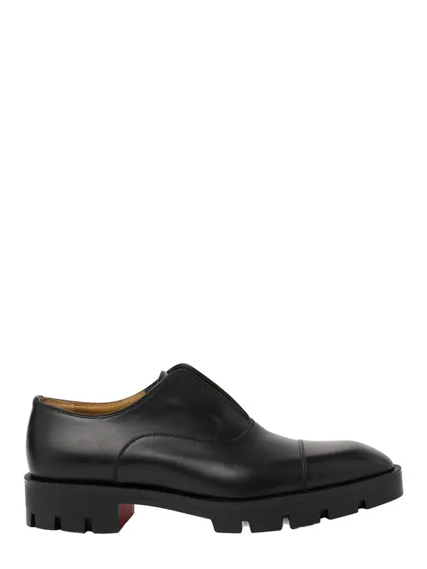 CHRISTIAN LOUBOUTIN Alpha Lion Flat Cap-toe Lug-sole Loafers - Black