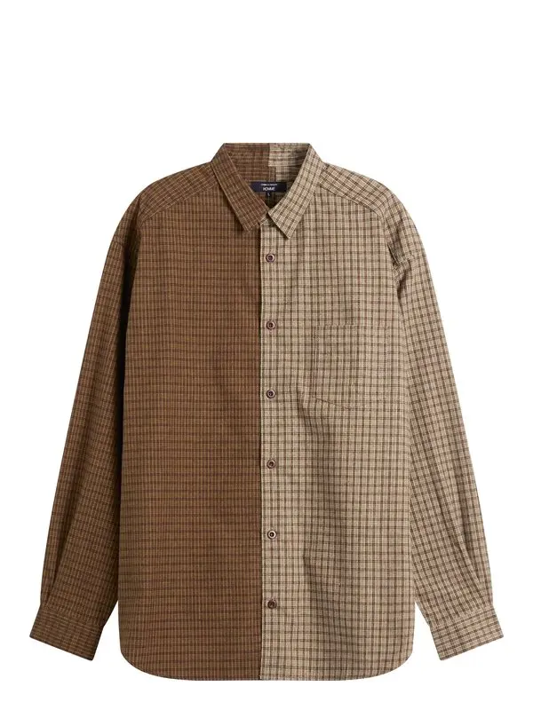 Comme Des Garçons Flannel Mix Shirt - Khaki
