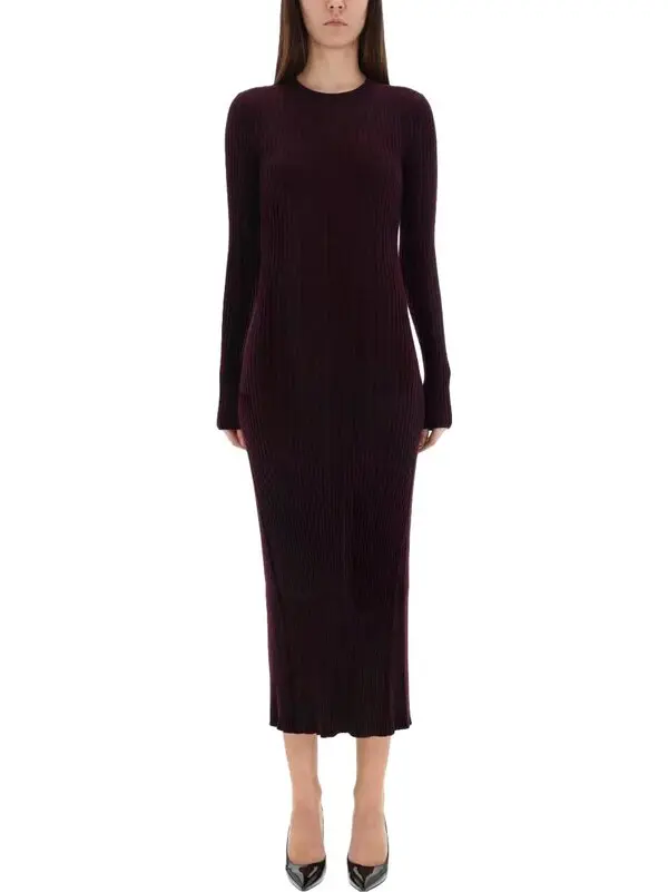 Helmut Lang Back-slit Ribbed Midi Dress - Purple
