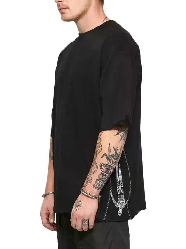 HAMZA Zip-detail Graphic T-shirt - Black
