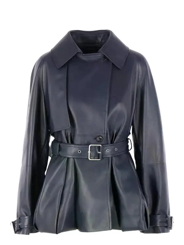 Loewe Belted Leather Jacket - Blue